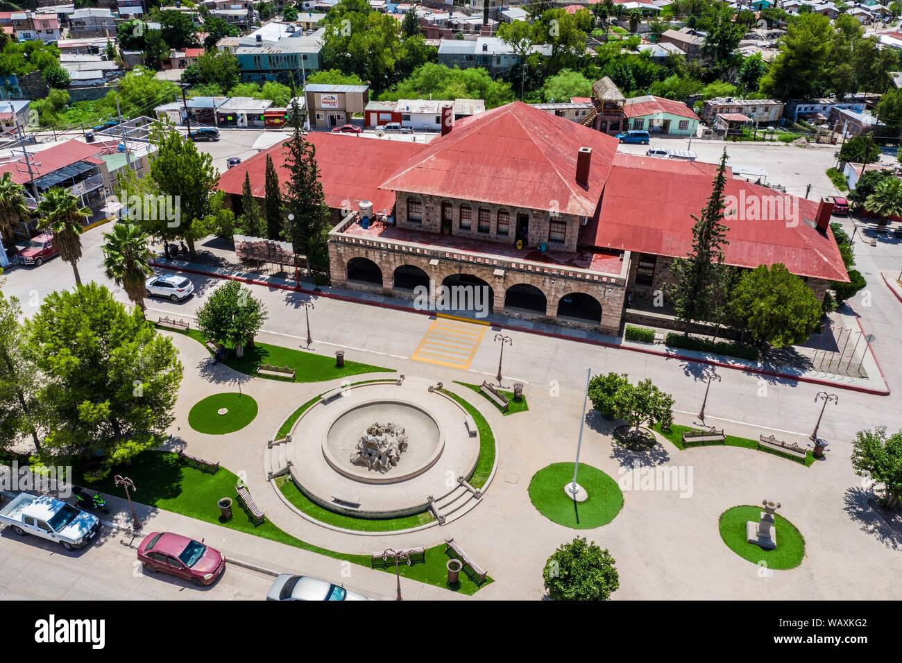 rial view of the town or city Nacozari de García, Sonora, Mexico. It is ...