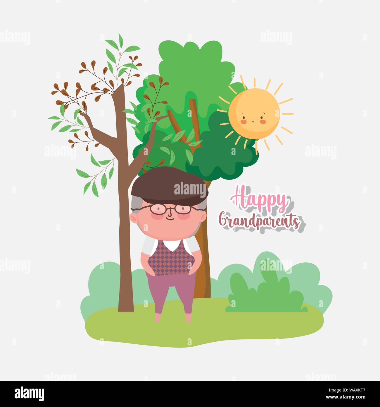 cute grandfather - happy grandparents day cartoon design vector ...