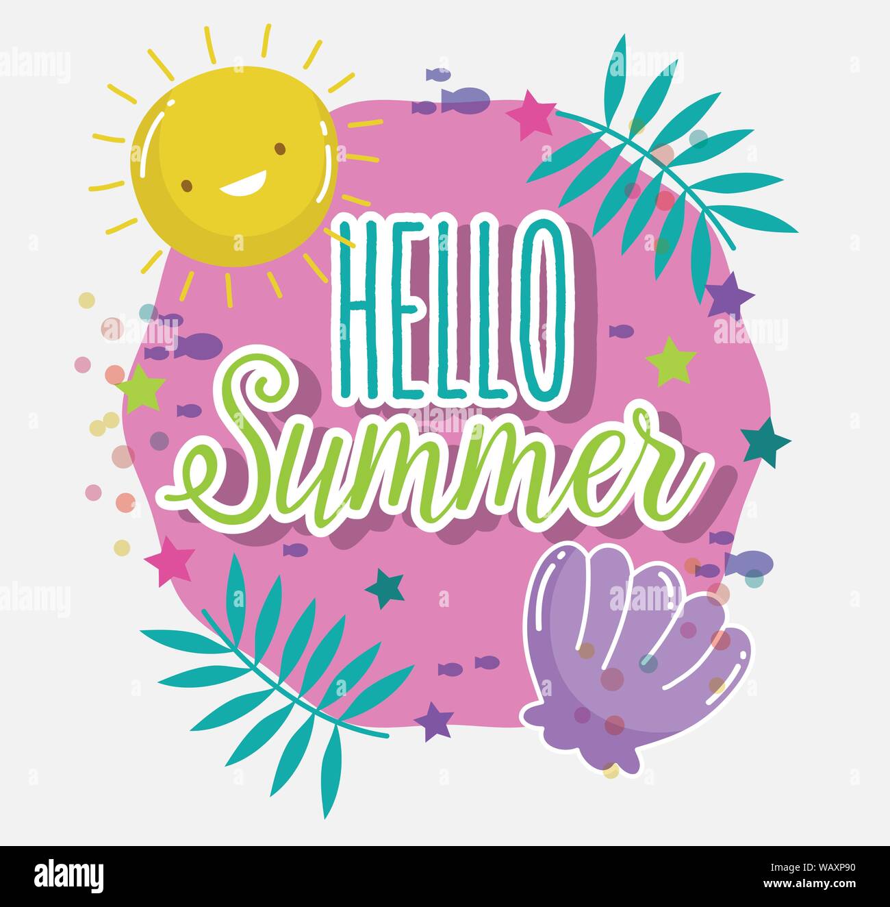 hello summer season tropical invitation card design vector illustration ...