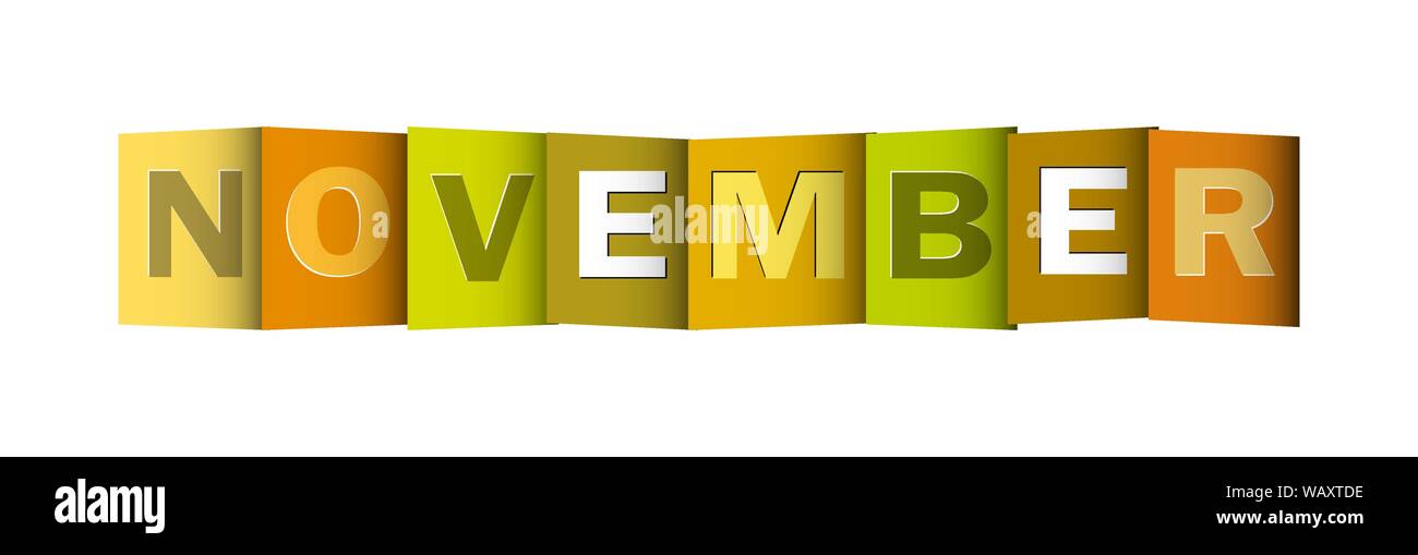 banner that says NOVEMBER. The autumn colors. Lettering for design and ...