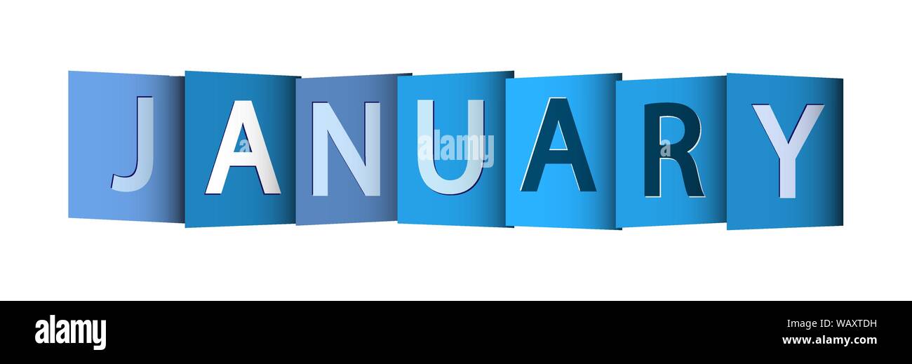 Banner with the banner JANUARY. Blue. Lettering for design and ...