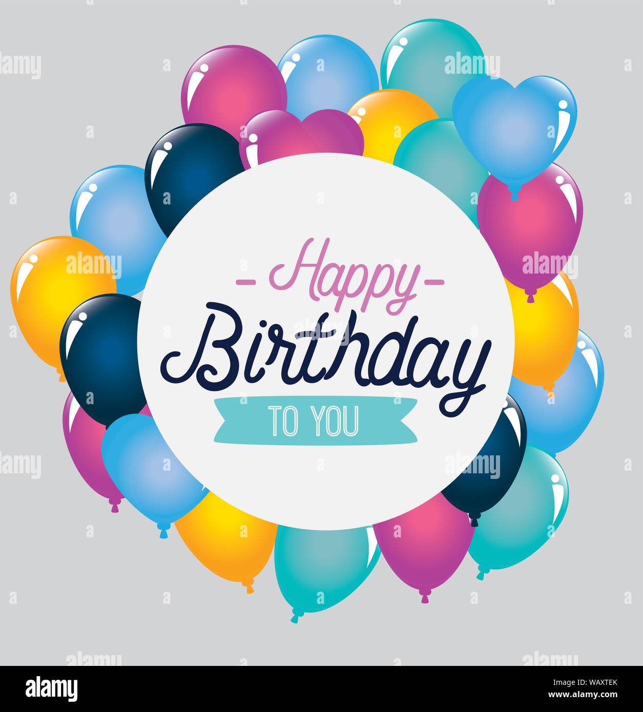label of balloons decoration to happy birthday Stock Vector Image & Art ...
