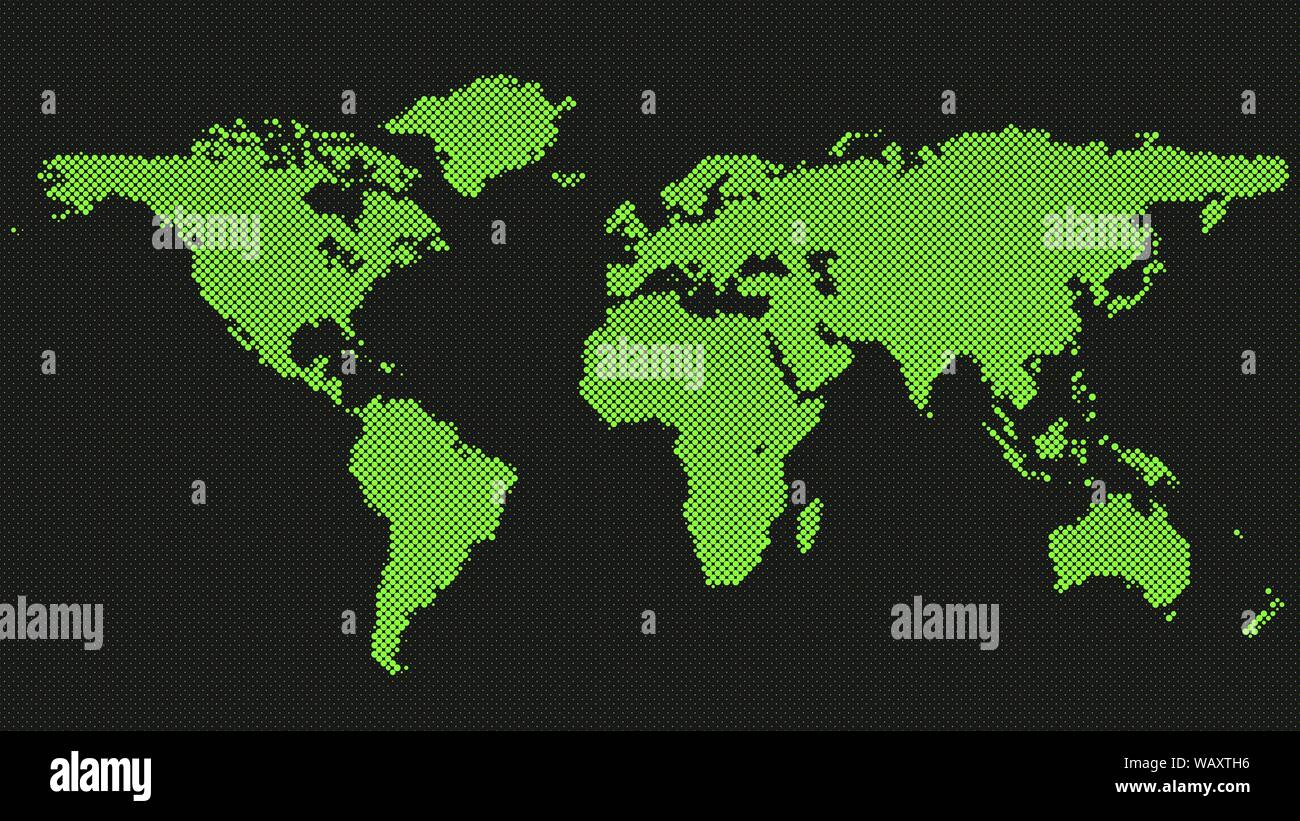 Halftone world map background - vector graphic design with dots Stock ...