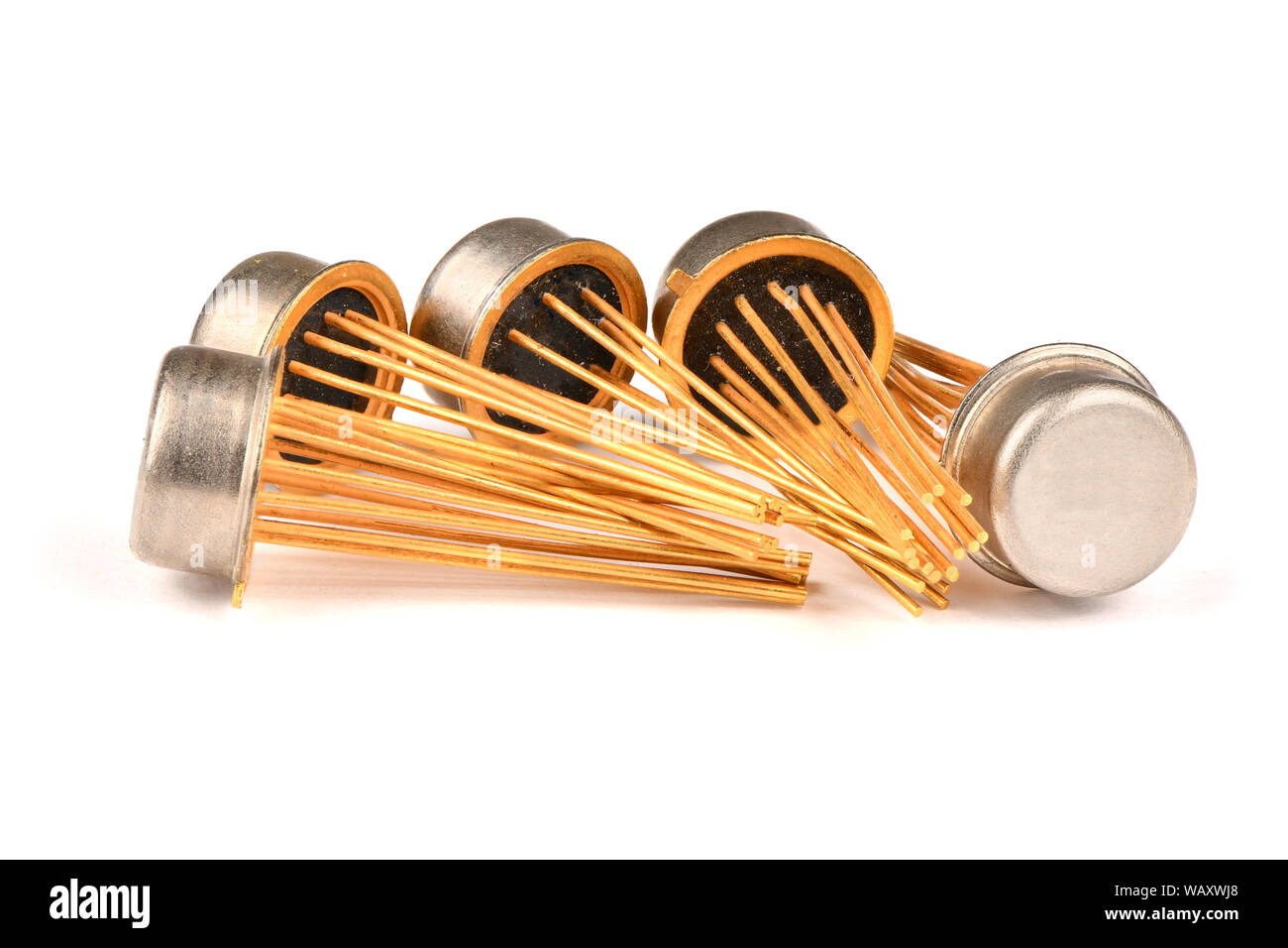 Old radio a component, an integrated chip in the metal case with the ...