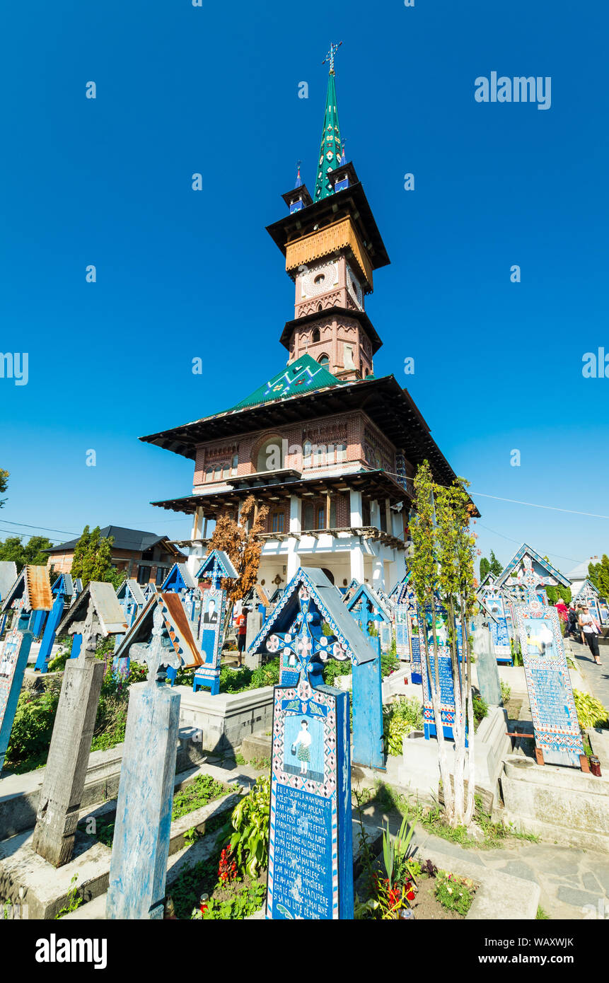 Sapanta, Maramures, Romania - August 17 2019: View of merry cemetery in ...