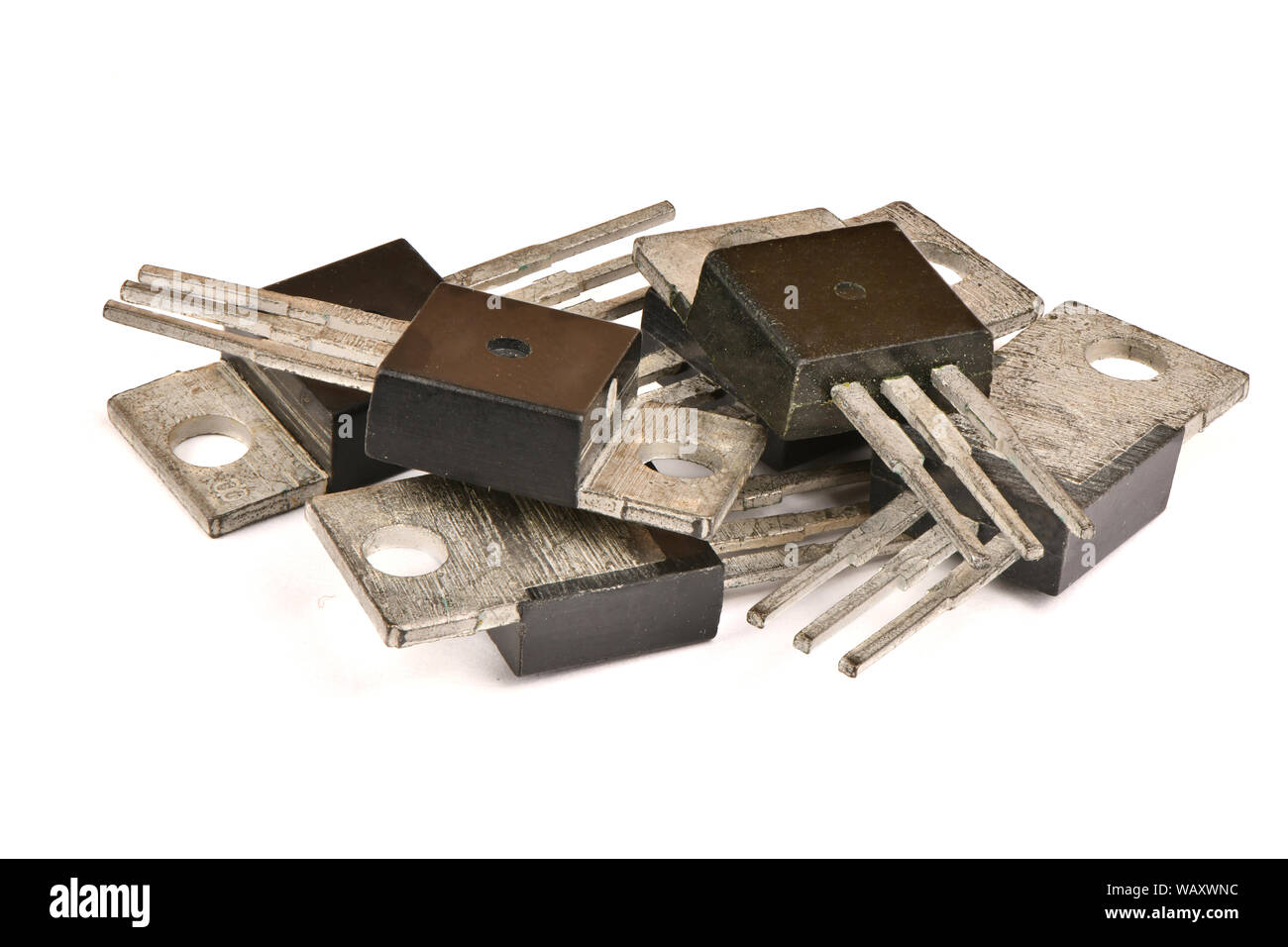 Electronic transistor isolated on white background. Macro shot. High ...