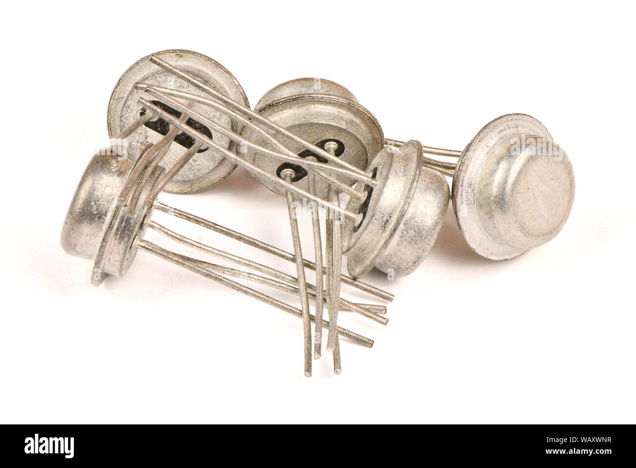 Electronic transistor isolated on white background. Macro shot. High ...