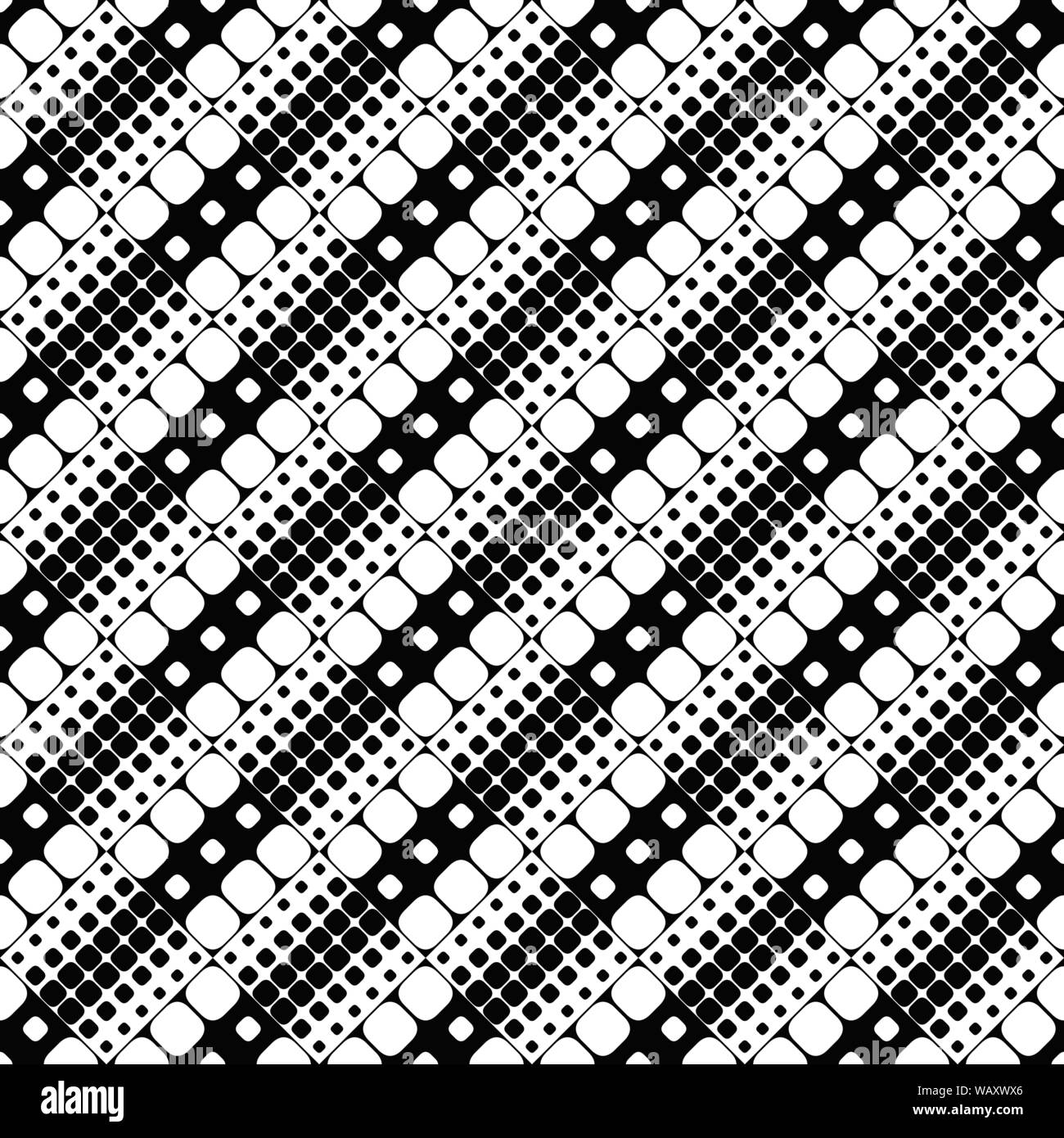 Geometrical seamless black and white rounded diagonal square pattern background - abstract ...