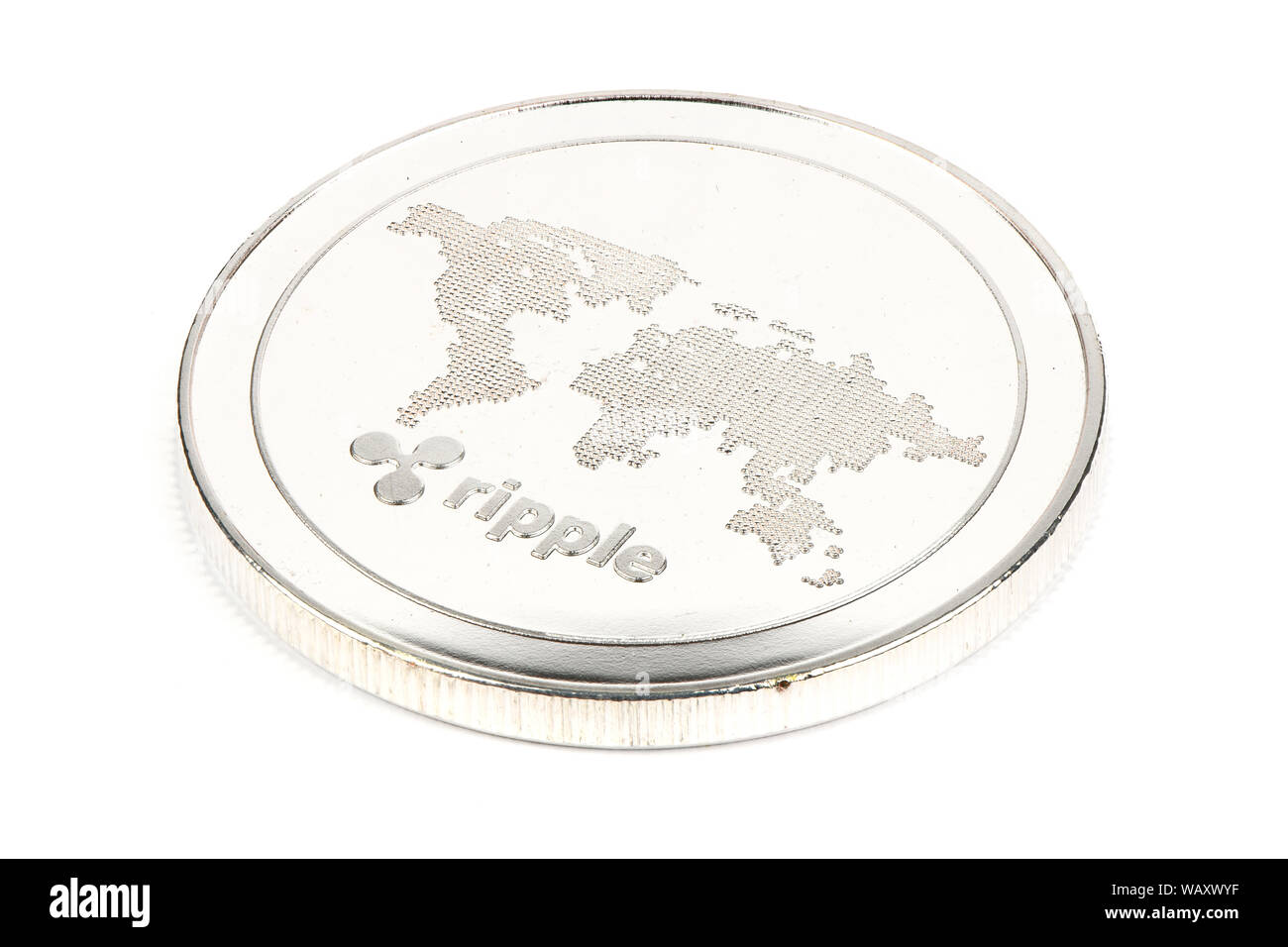 Face of the crypto currency silver ripple isolated on white background ...