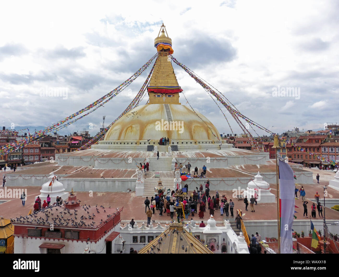 The Buddhist stupa of Boudha Stupa dominates the skyline it is one of ...