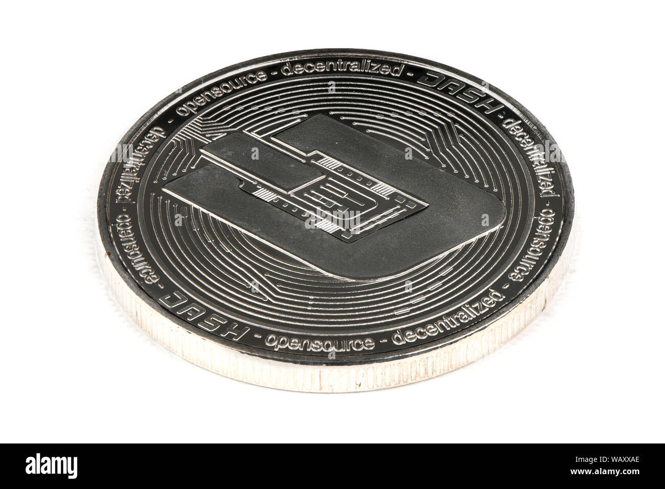 Face of the crypto currency silver dash isolated on white background ...