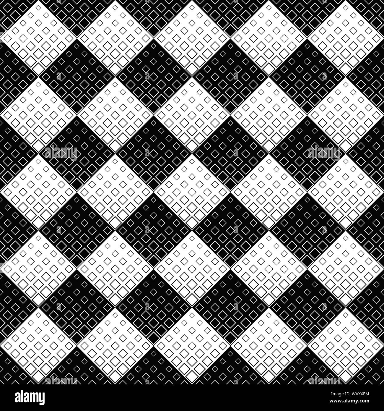 Geometrical seamless diagonal square pattern background - abstract black and white vector design ...