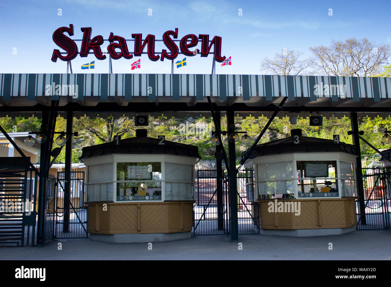 Skansen open air museum and Zoo entrance ticket kiosks Stock Photo - Alamy