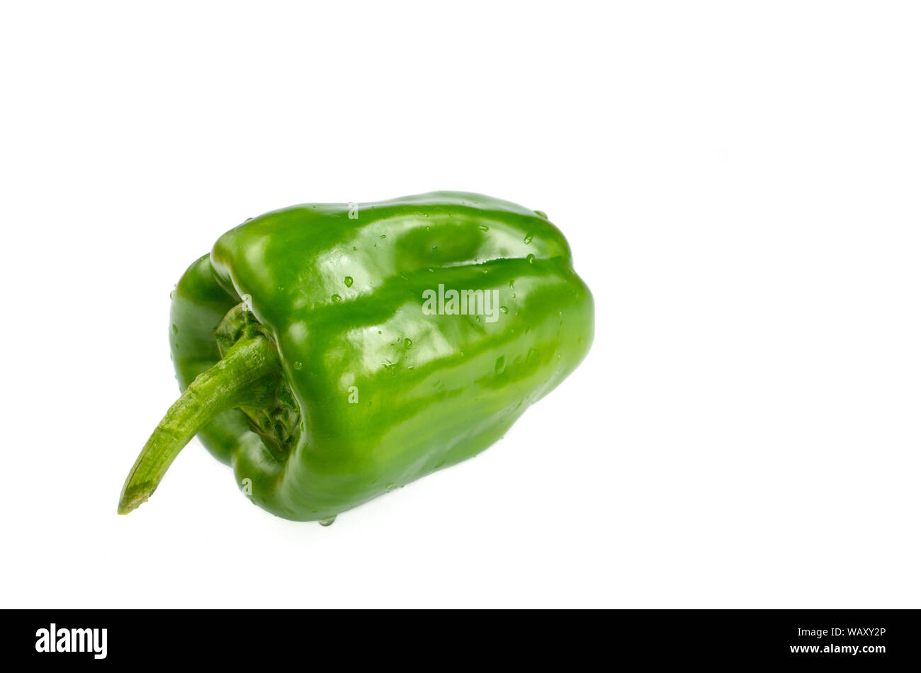 Green vegetable. One pepper isolated on the white background. With ...