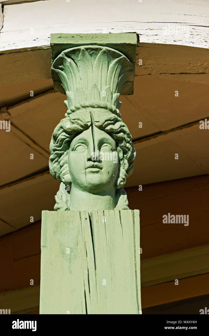 ancient Greek portrait wooden sculpture. Skansen sweden Stock Photo - Alamy