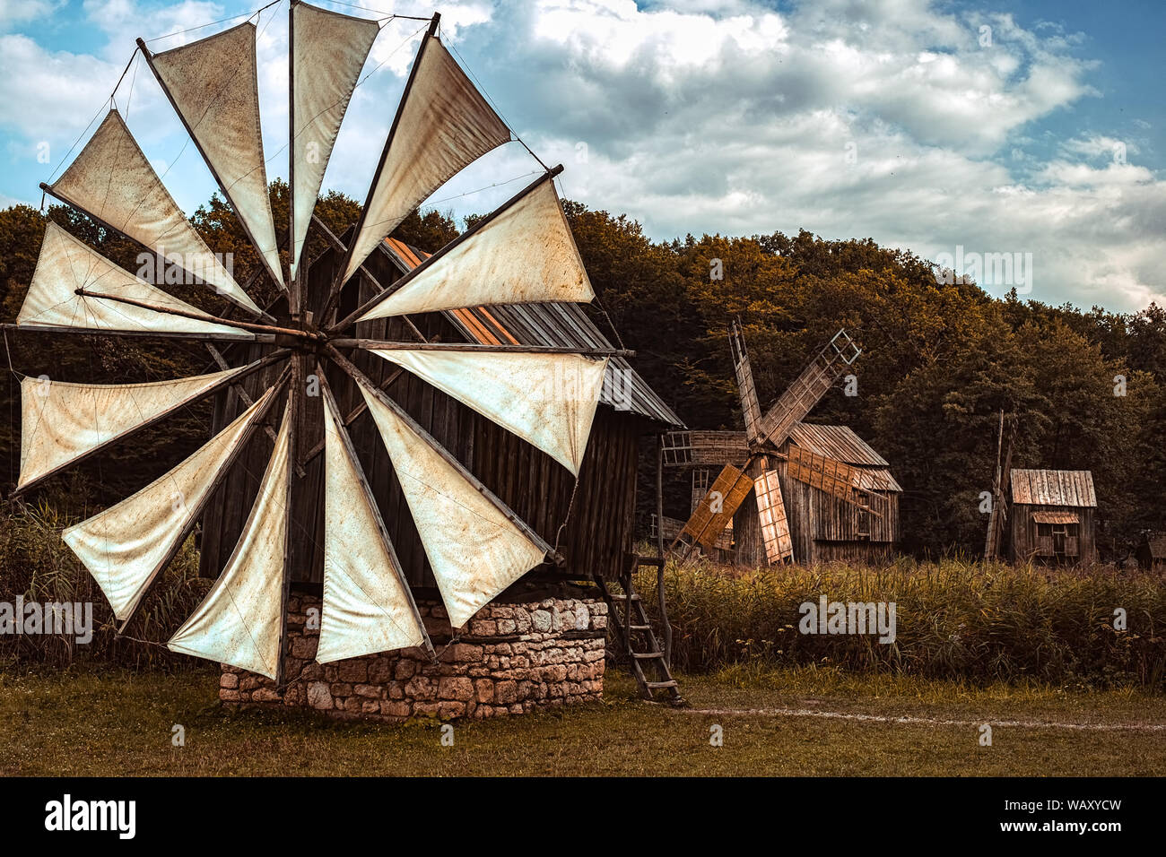 Old authentic traditional wind mill Stock Photo - Alamy