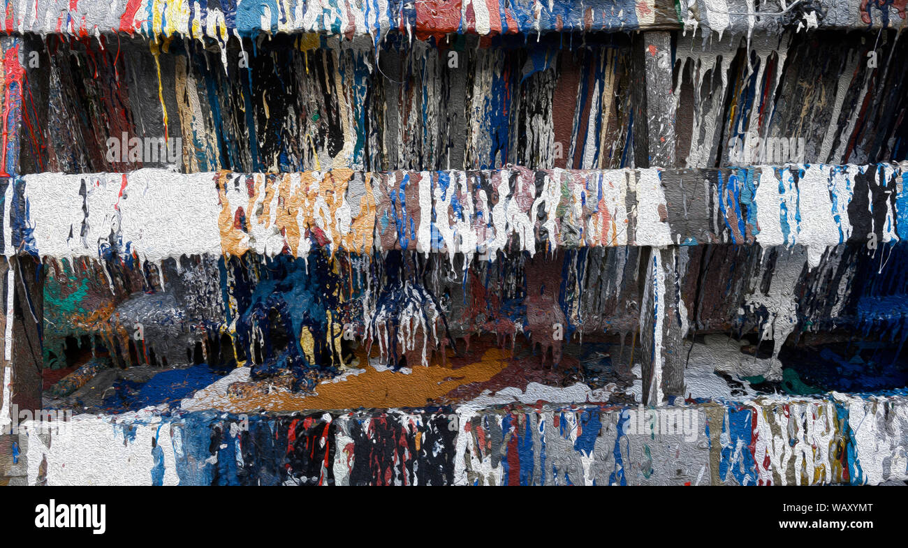 Discarded paint tins make abstract images at The Harbour, MacDuff ...