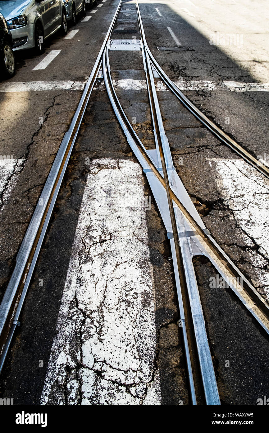 Tram rails tracks hi-res stock photography and images - Alamy