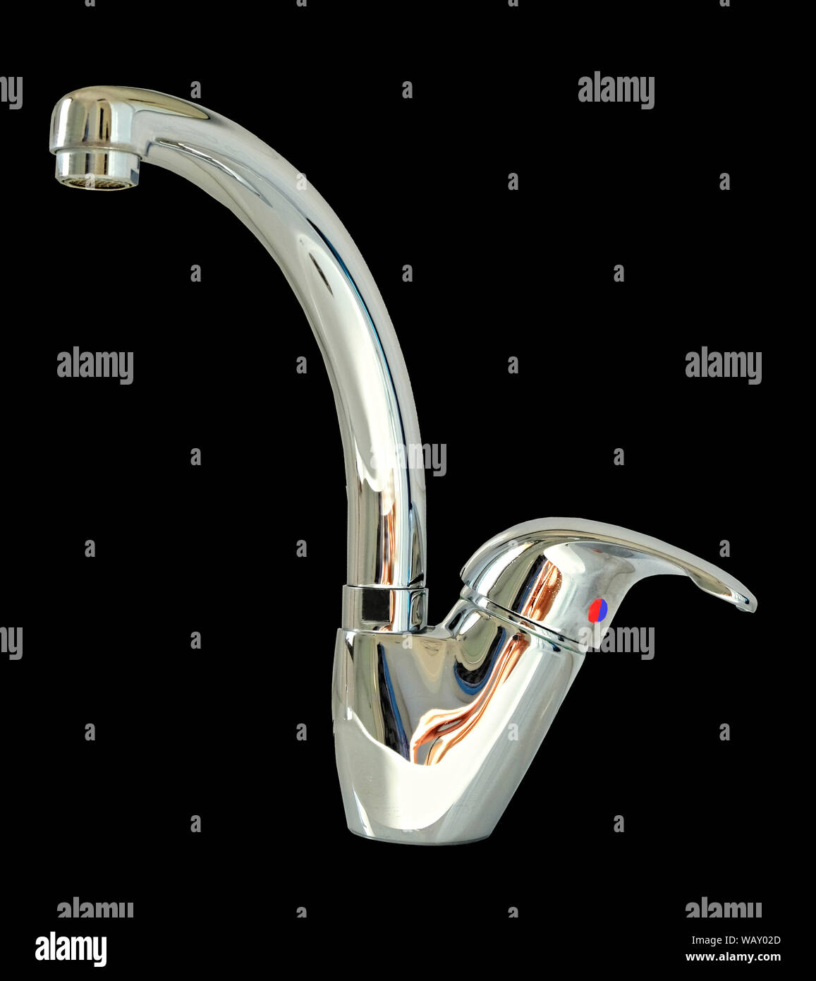 Modern water tap made in the form of a chrome-plated monoblock for the ...