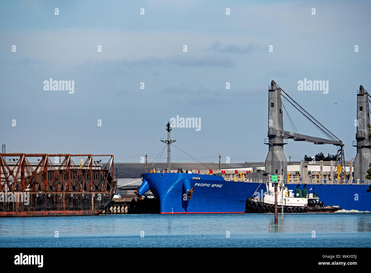 Pacific Spike Cargo Vessel Docking at the Port of Stockton, California ...