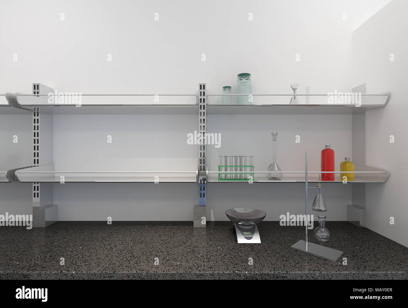 shelves with test tubes in laboratory. 3d rendering Stock Photo - Alamy