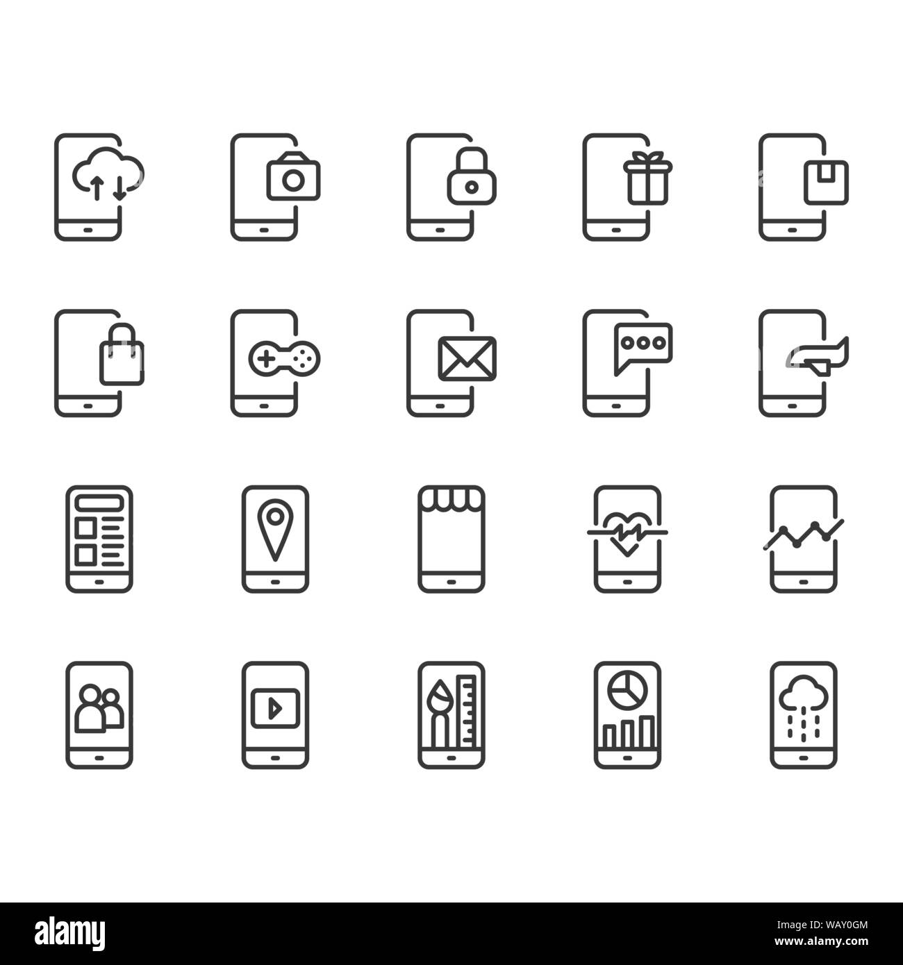 Mobile application icon set. Vector illustration Stock Vector Image ...
