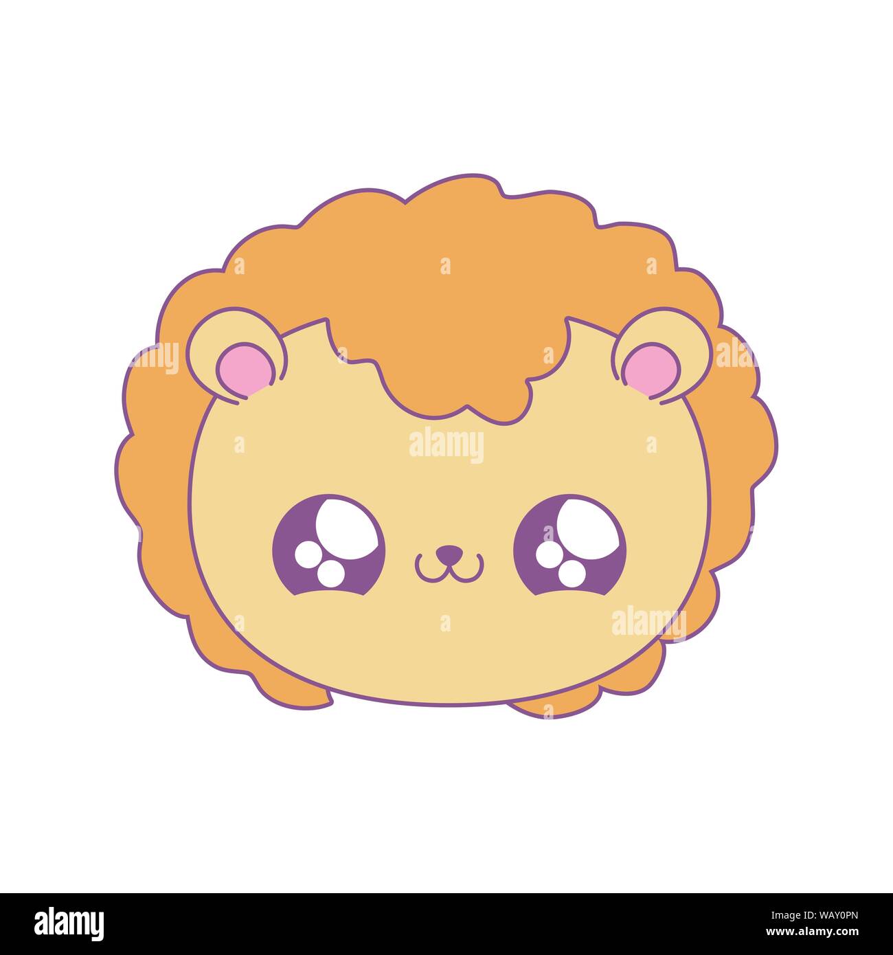 head of cute lion baby animal kawaii style vector illustration design ...