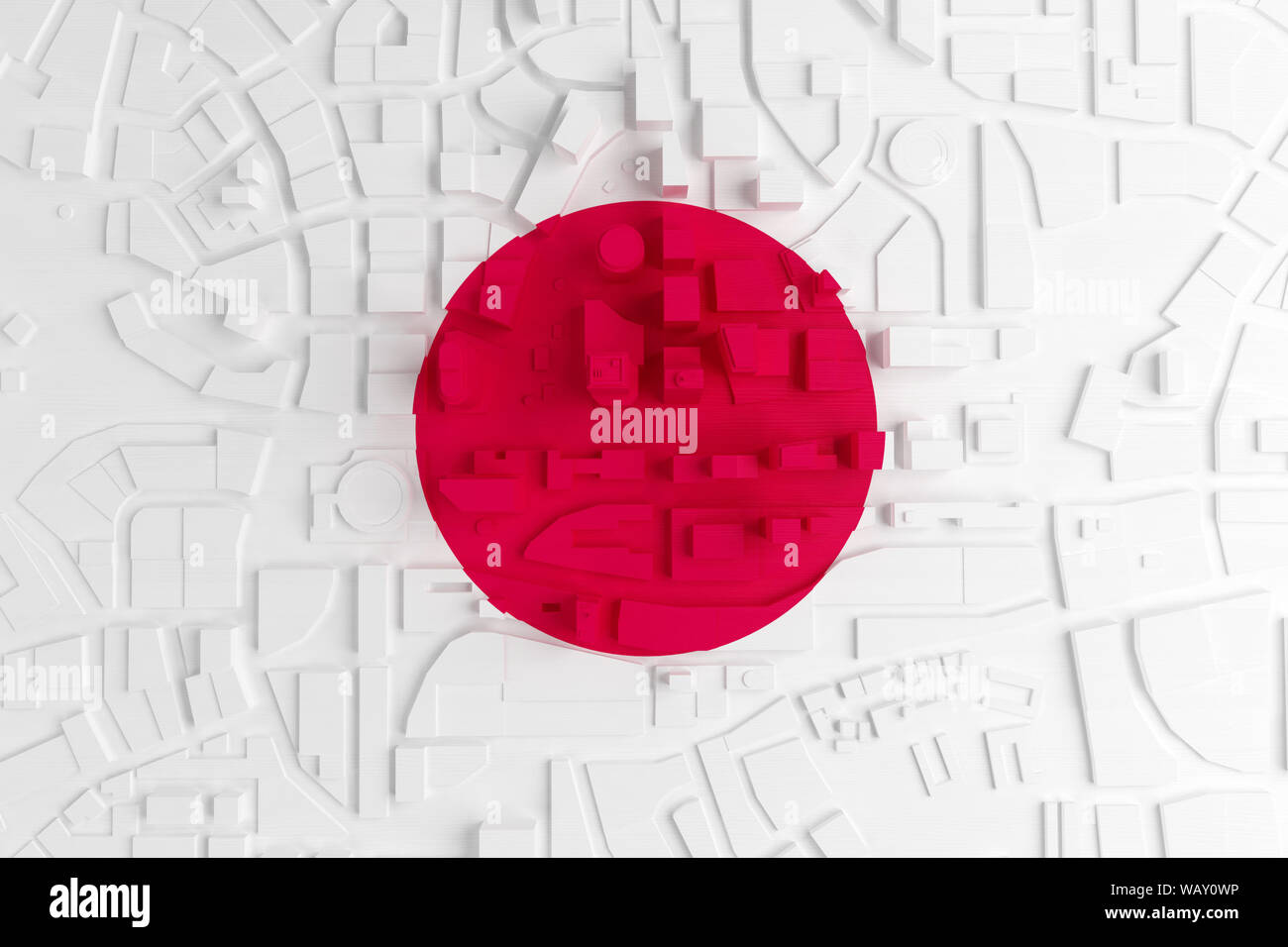 red circle on white abstract city. 3d rendering Stock Photo - Alamy