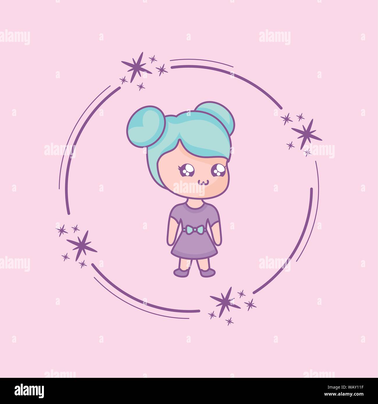 cute little girl kawaii style vector illustration design Stock Vector ...