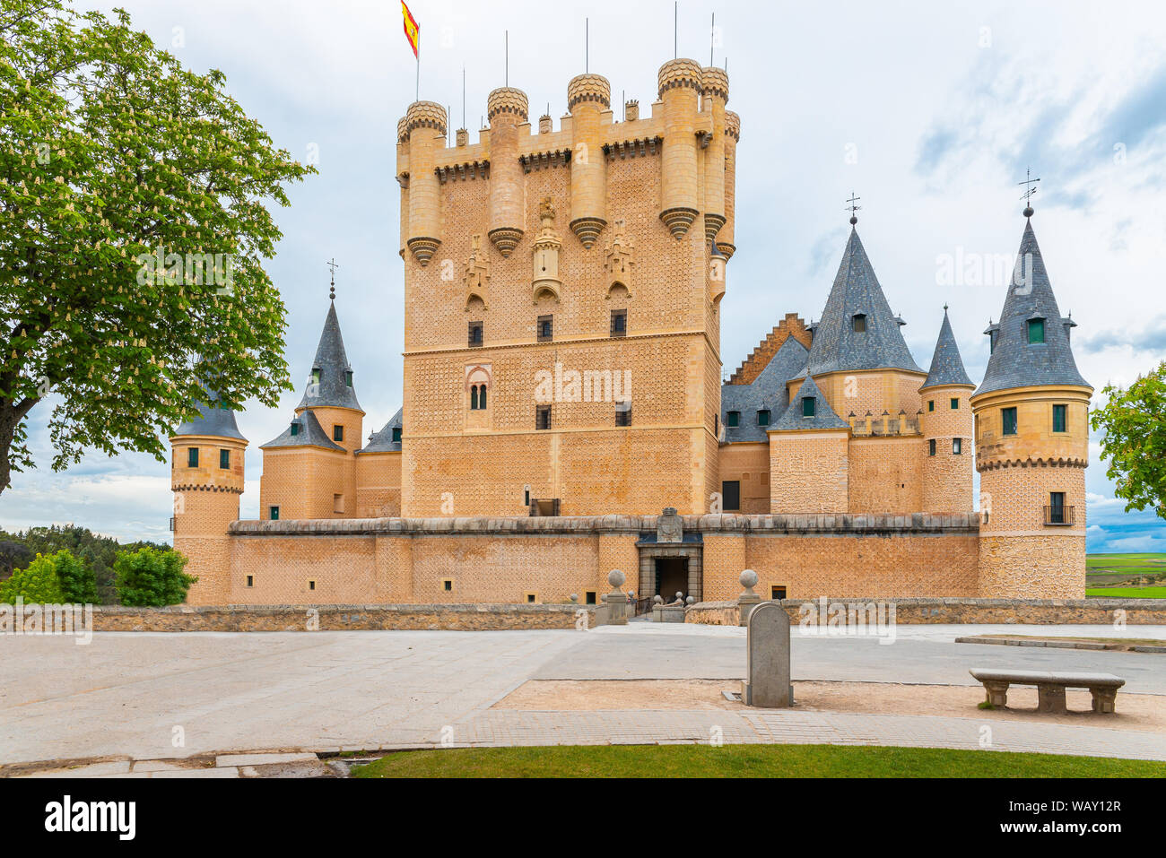Facade Of The Alcazar Castle In Segovia Stock Photo - Alamy