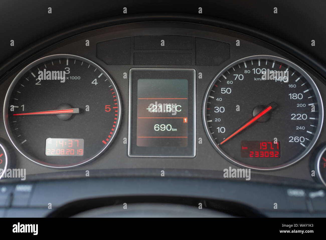car black interior: dashboard, speedometer and tachometer and other ...