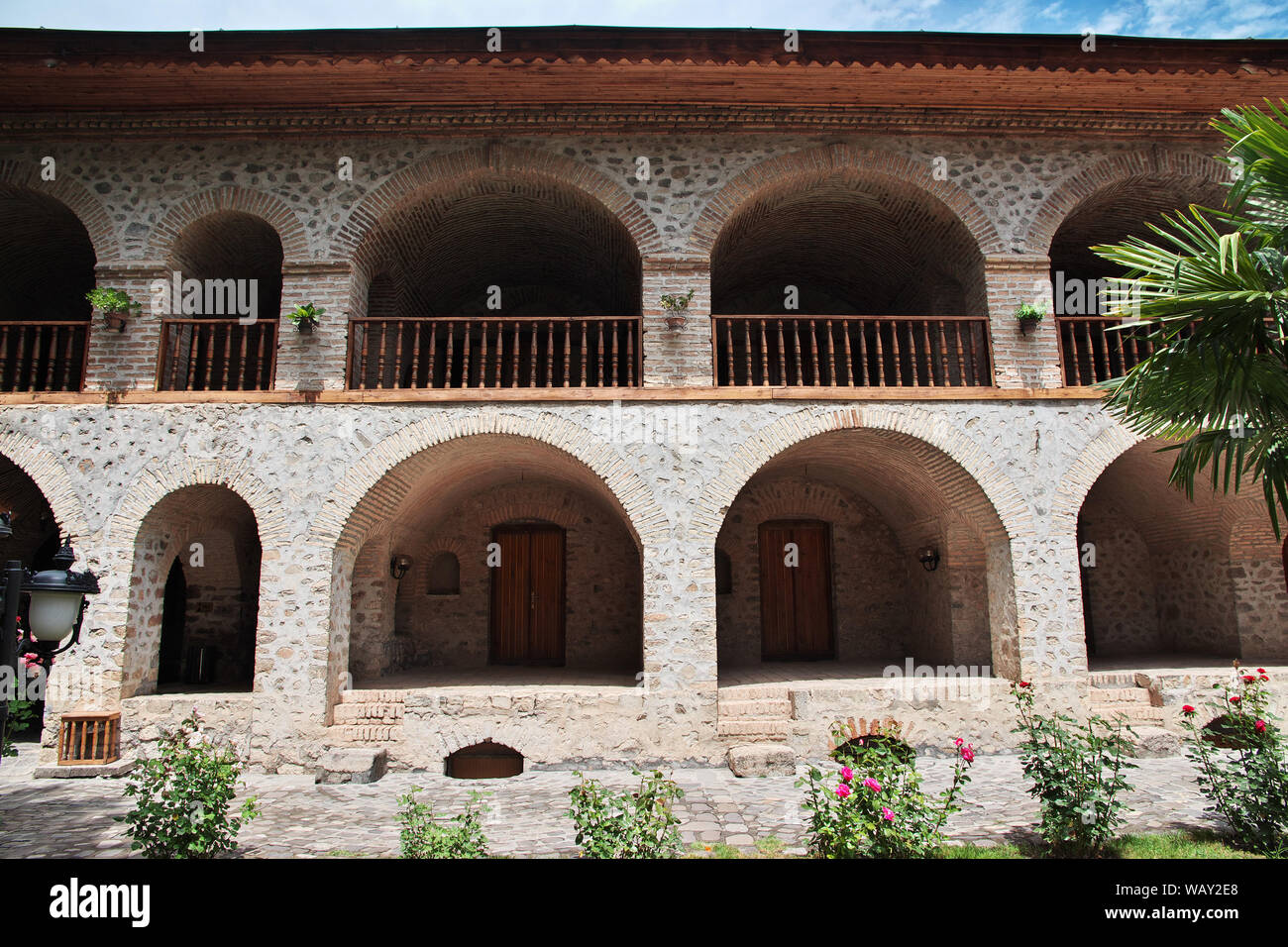 Sheki, Azerbaijan - 12 Jul 2013. The Khan's Palace in Sheki city ...