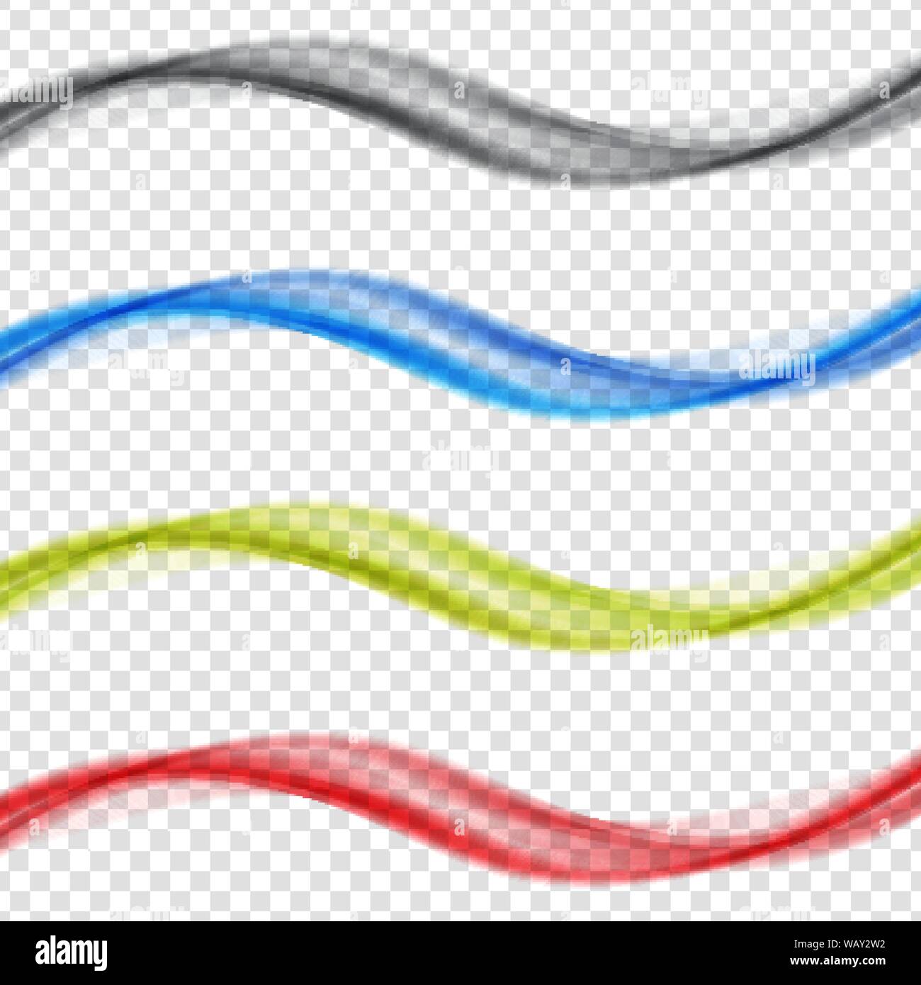 Abstract colored wave Set on Transparent Background. Vector ...