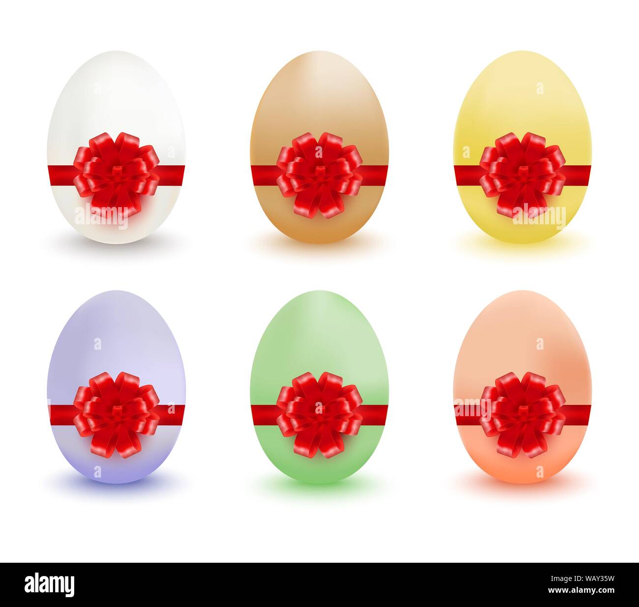Colored easter eggs with red bows and ribbons Stock Vector Image & Art ...