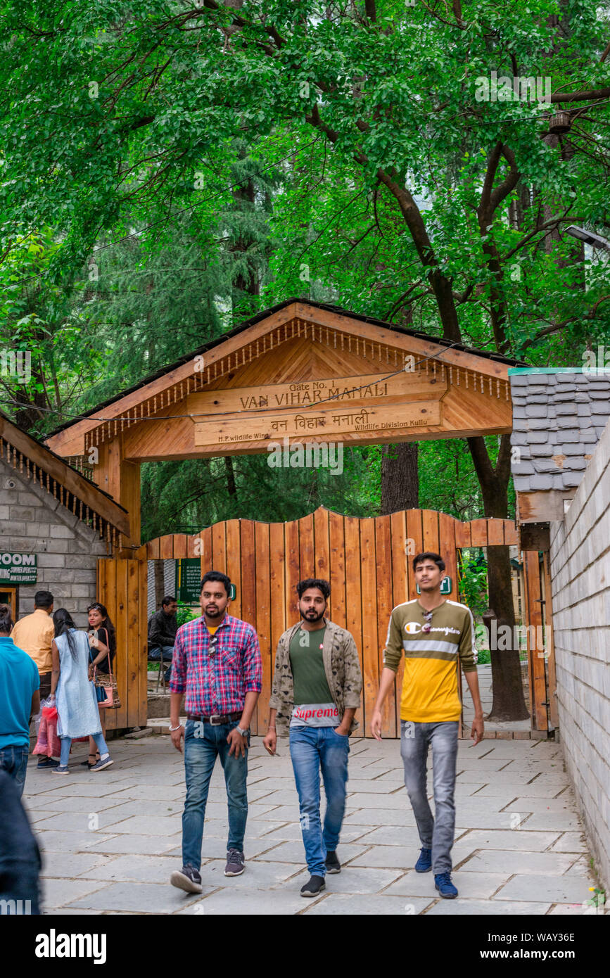 Manali, Himachal Pradesh, India - May 07, 2019 : main gate of van vihar ...