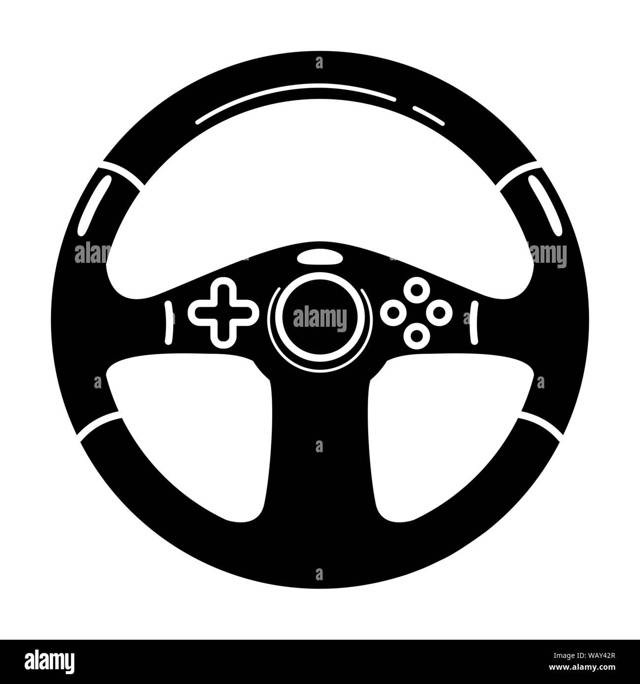 Game steering wheel glyph icon. Esports equipment. Computer wheel. Game ...
