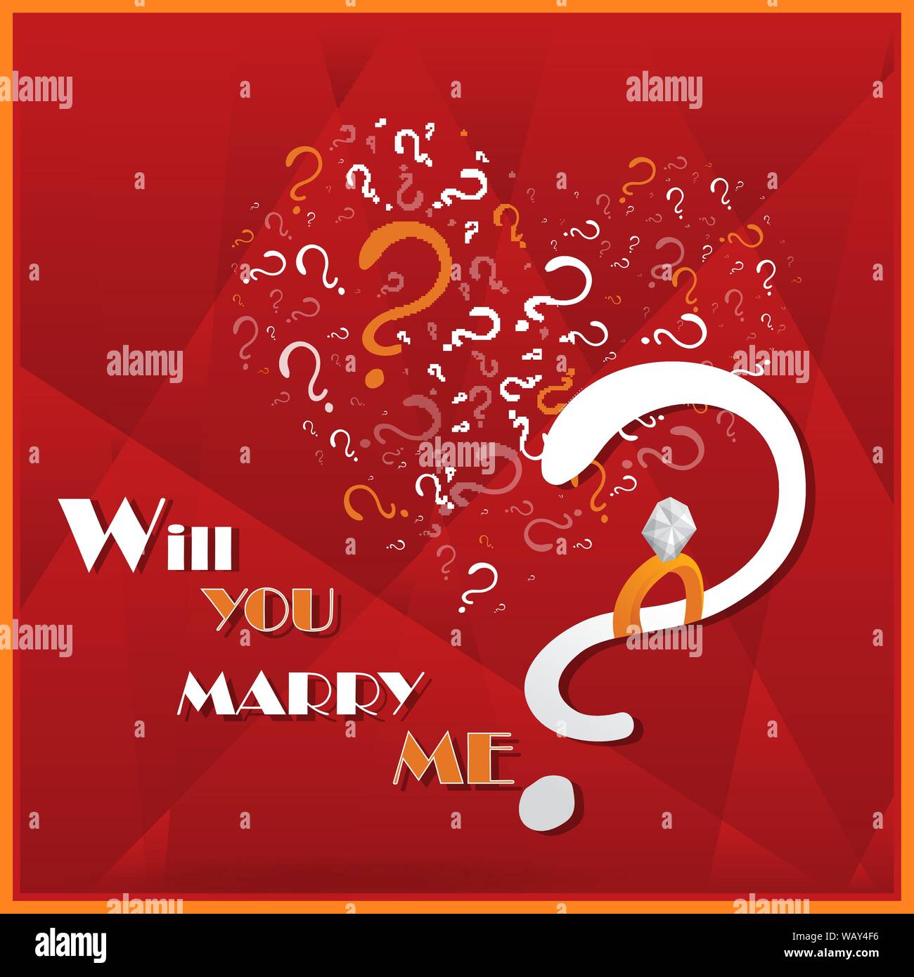 Will you marry me, cartoon drawing card for web and print. Cute heart ...