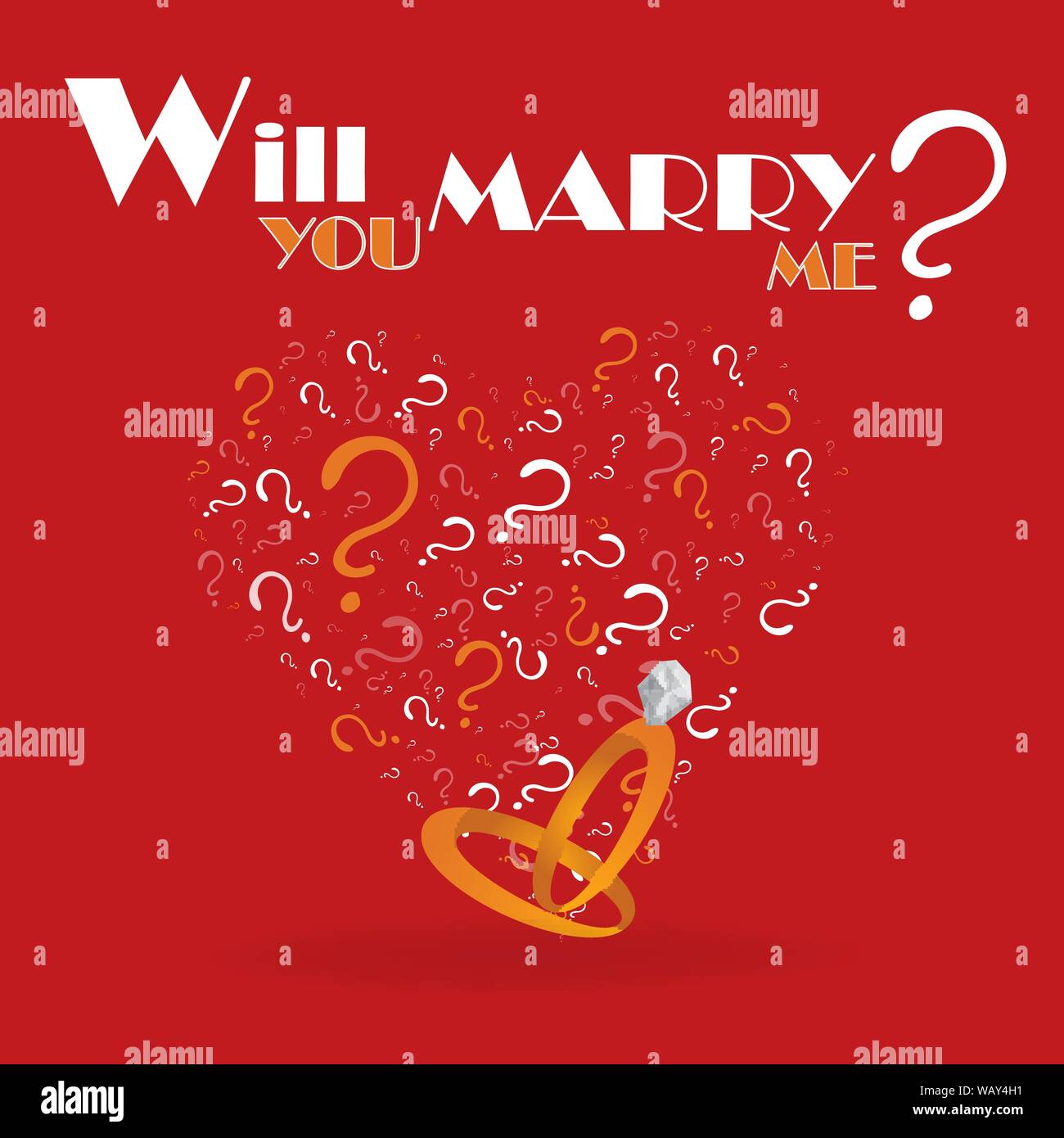 Will you marry me, cartoon drawing card for web and print. Cute heart ...