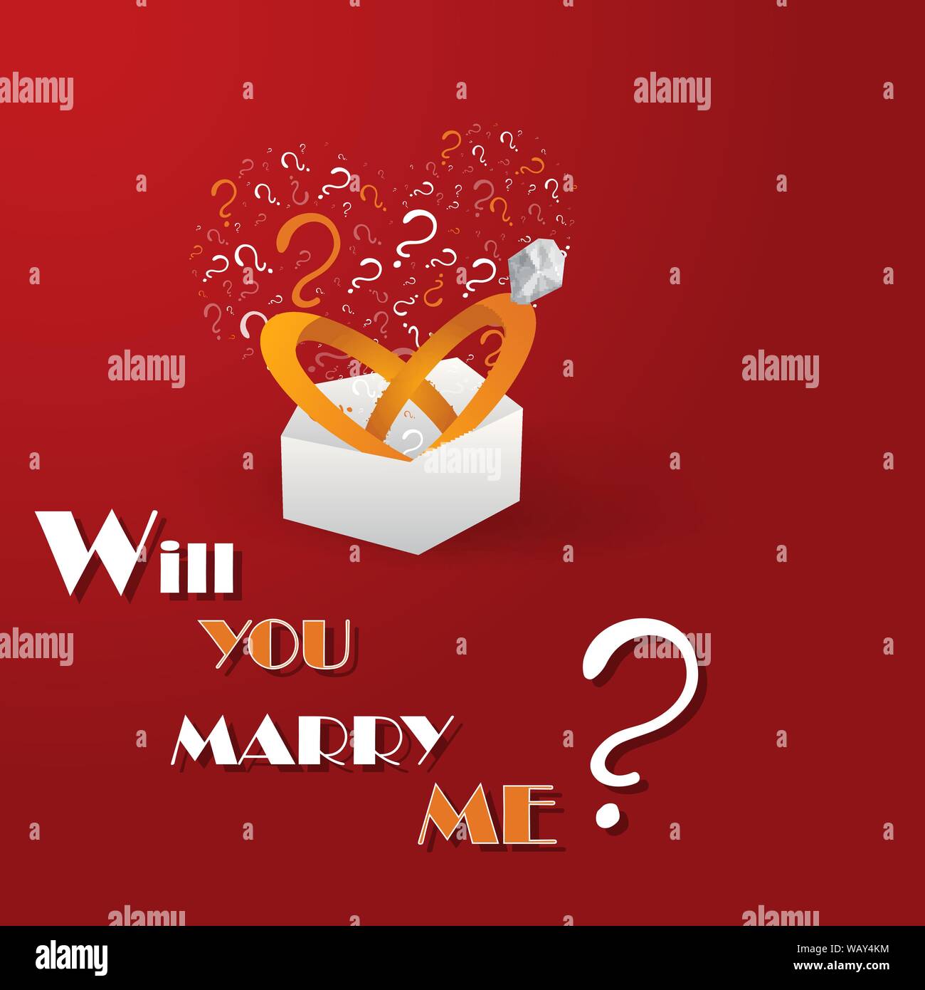 Will you marry me, cartoon drawing card for web and print. Cute heart ...