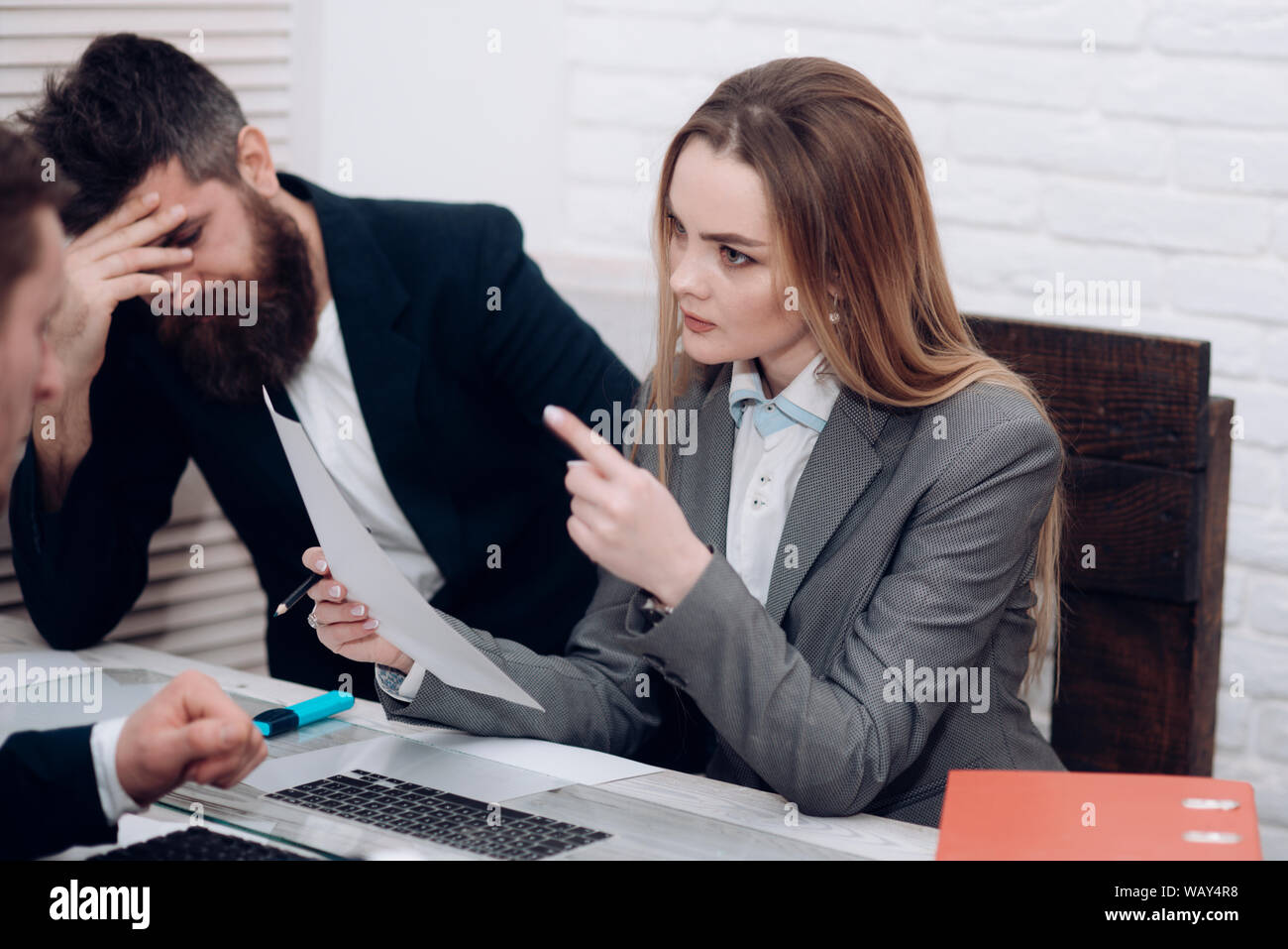 Business colleagues at meeting, office background. Office atmosphere ... Business colleagues at meeting, office background. Office atmosphere ...