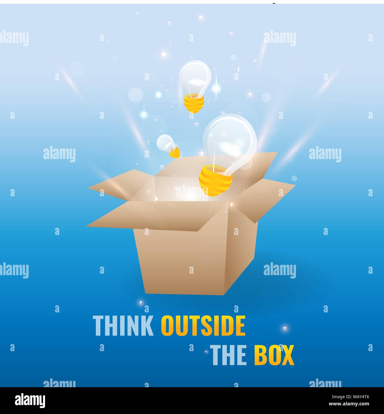 Think outside the box illustration. Box with laps and lights. Creative ...