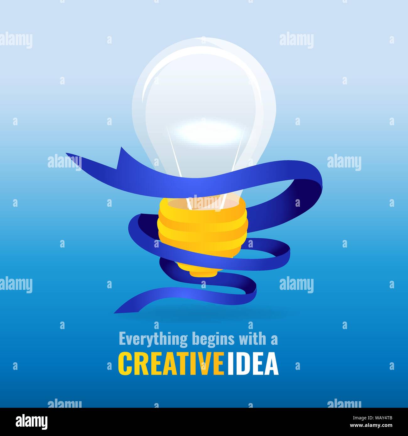 Creative idea poster with lamp and ribbon , creative cartoon ...