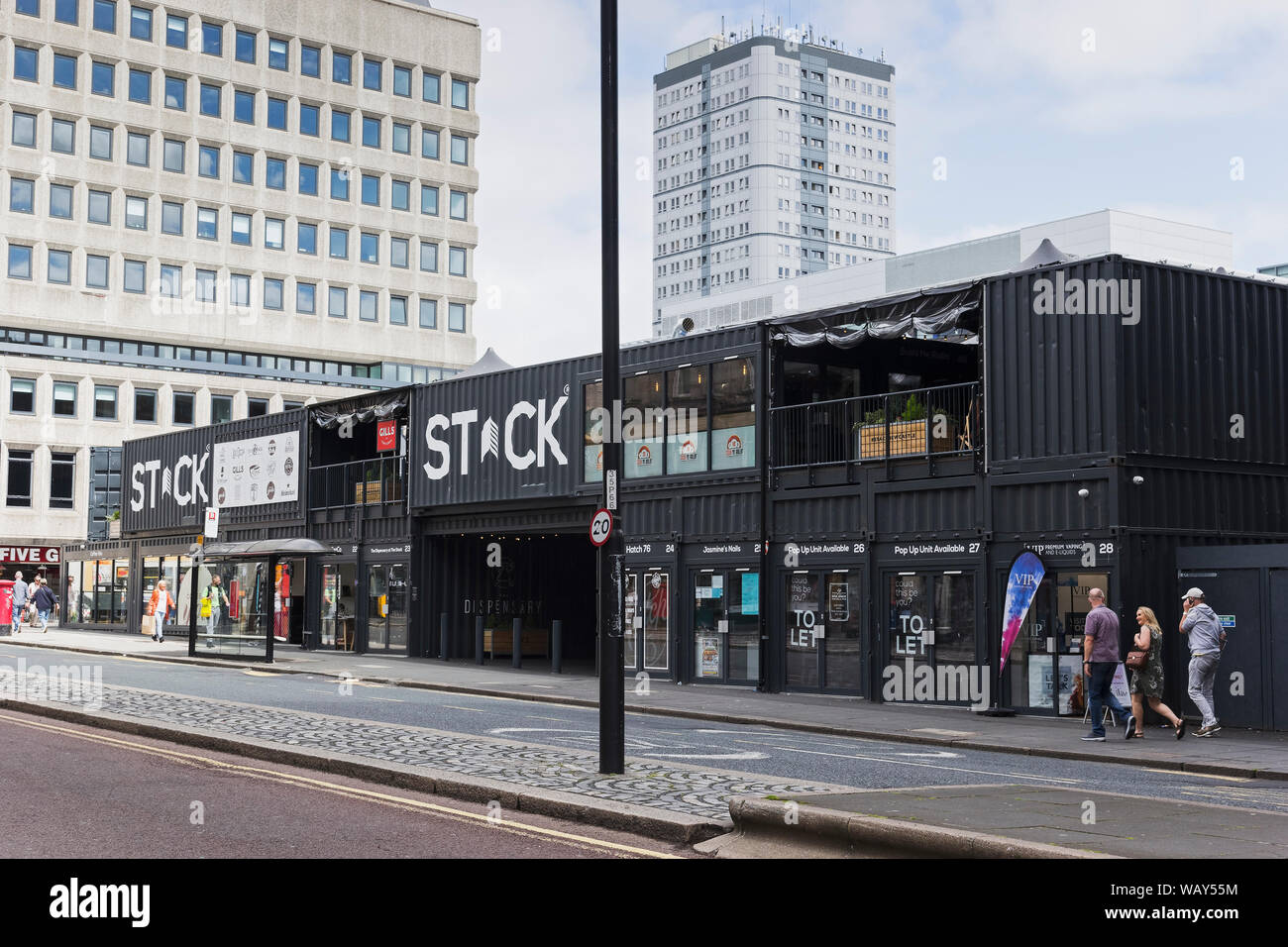 Container village The Stack, a leisure complex in Newcastle upon Tyne ...