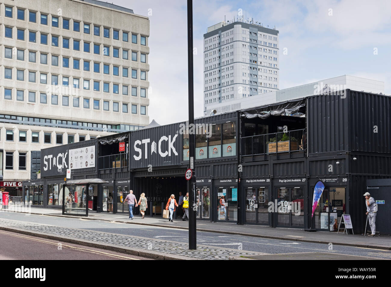 Container village The Stack, a leisure complex in Newcastle upon Tyne ...