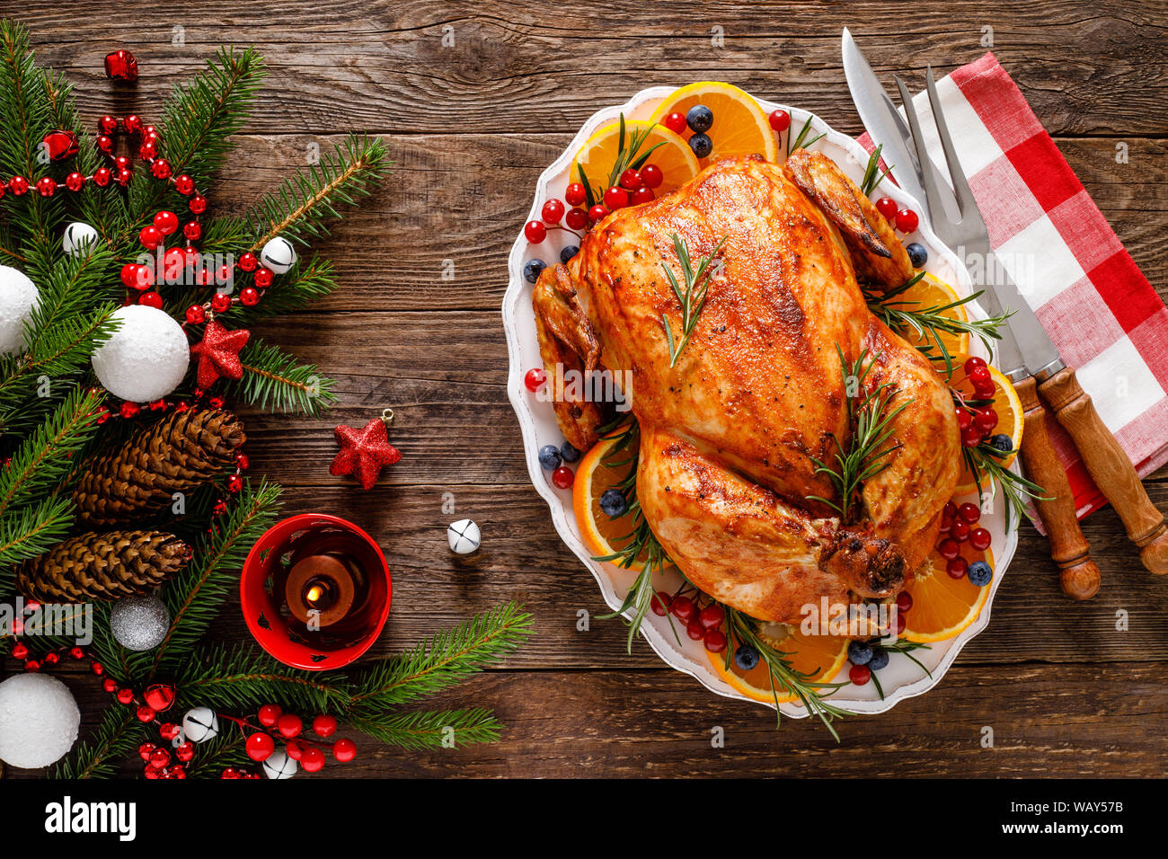Christmas turkey. Traditional festive food for Christmas or ...