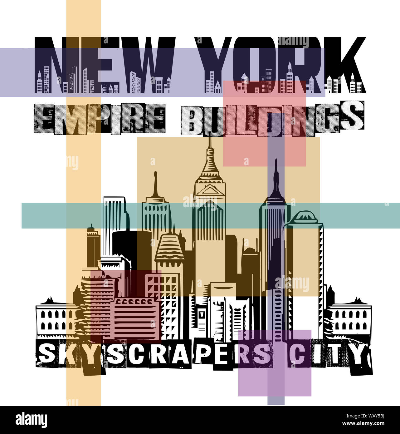 Trendy fashion new york empire building text design pattern Stock Photo ...