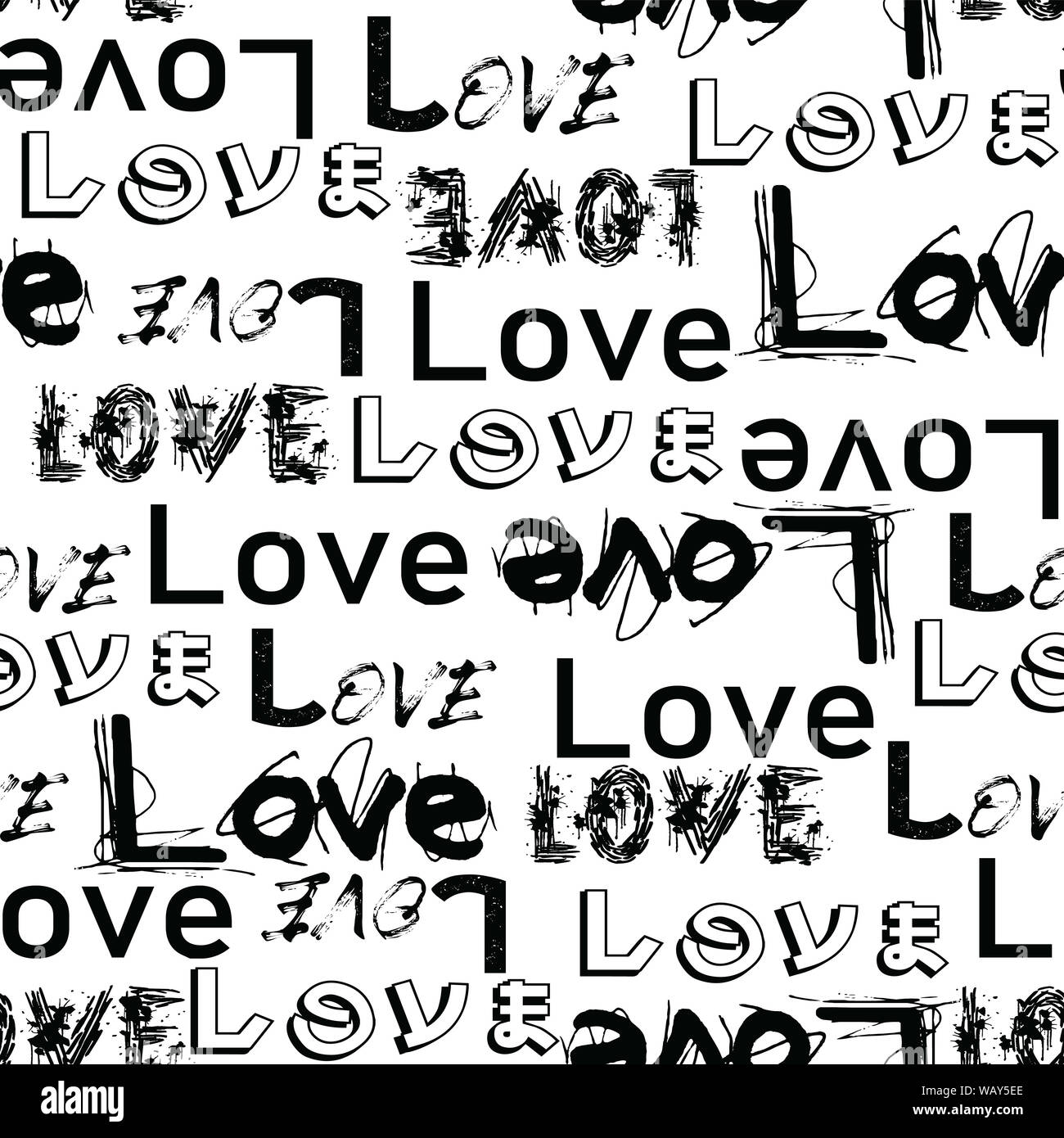 Trendy fashion seamless love text design pattern Stock Photo - Alamy