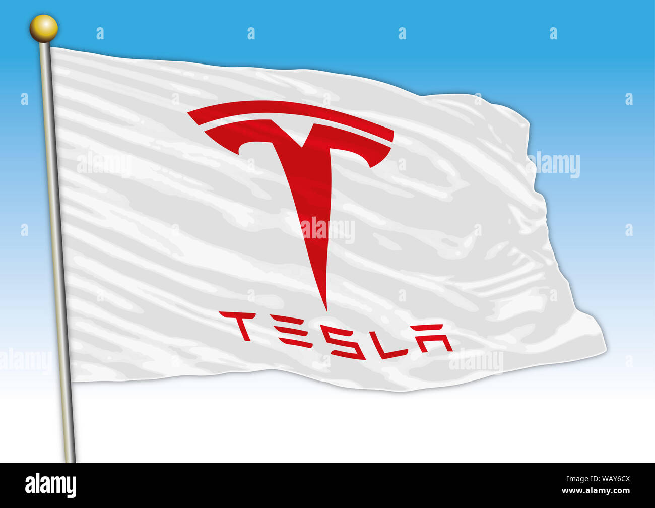 Tesla international car industrial group, flag with logo, illustration ...