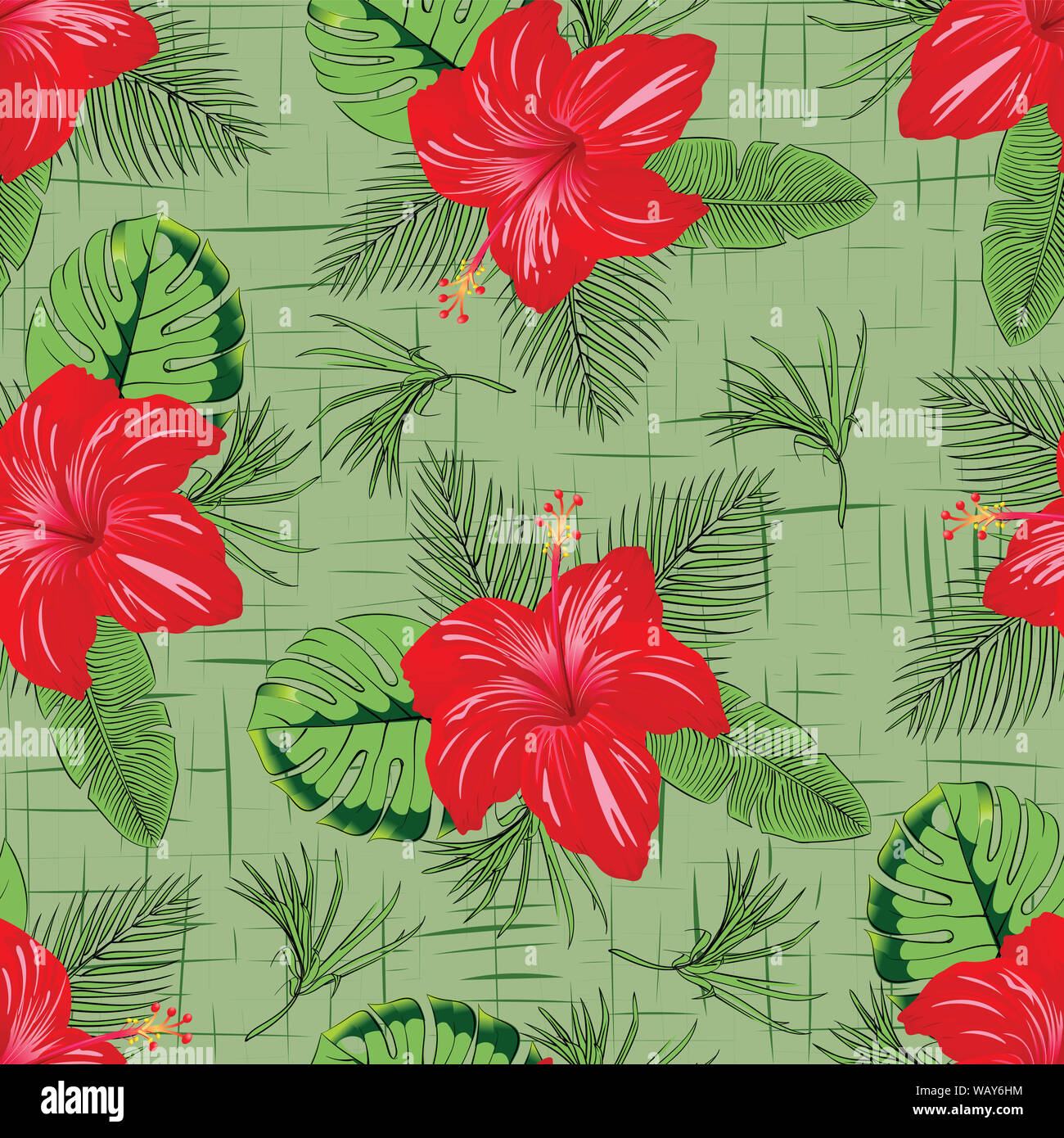 Tropical beautiful flower with leave seamless pattern Stock Photo - Alamy