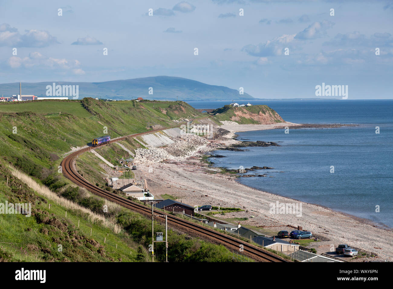 Northern Rail class 156 sprinter train on the coastal section of the ...